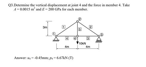 Solved Q3 Determine The Vertical Displacement At Joint 4 And Chegg