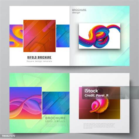 사각형 디자인 Bifold 브로셔 잡지 전단지 소책자를위한 두 개의 표지 템플릿의 벡터 일러스트 레이아웃 미래 기술 디자인 유체