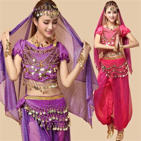 Indian Belly Dance Costumes 7pcsset Panttopbeltveilheadwear