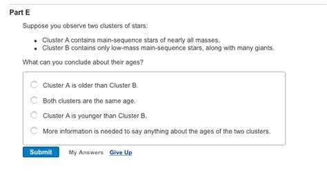 solved part e suppose you observe two clusters of stars