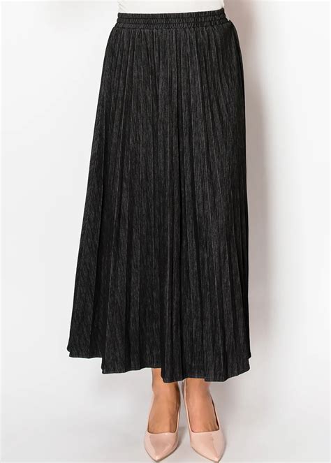 Black Denim Pleated Skirt Modest Women Clothing Yal New York