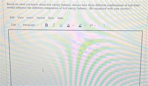 Solved Based On What You Know About Leaf Energy Balance