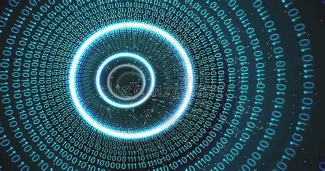 Binary Code Tunnel Image With Glowing Concentric Circles Stock Illustration Illustration Of