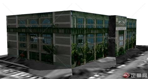 某三层图书馆建筑设计su模型 Sketchup模型库 毕马汇 Nbimer