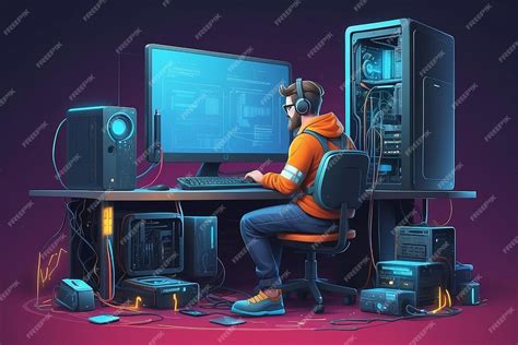Premium Ai Image Computer Troubleshooting Concept Illustration