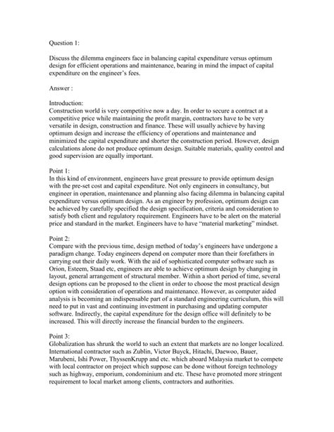 Engineering Dilemma Capital Vs Optimum Design