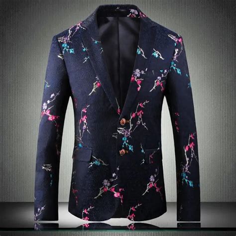 Mixcubic 2017 Autumn England Style Flower Embroidery Suit Men Yellow