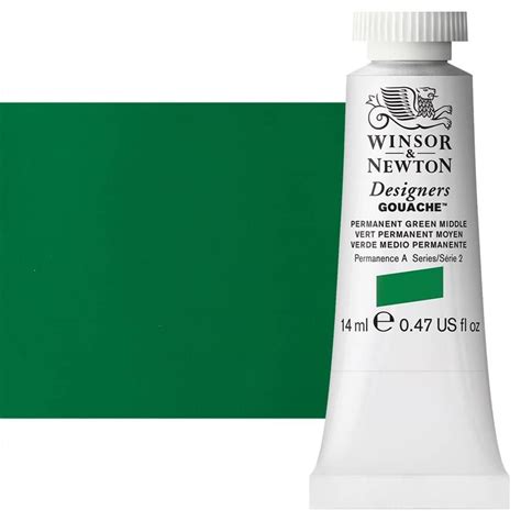 Winsor And Newton Designers Gouache 14ml Tube Permanent Green Middle