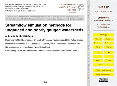 Pdf Streamflow Simulation Methods For Ungauged And Poorly Gauged Watersheds