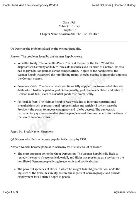 Ncert Solutions Class 9 Social Science History Chapter 3 Nazism And The