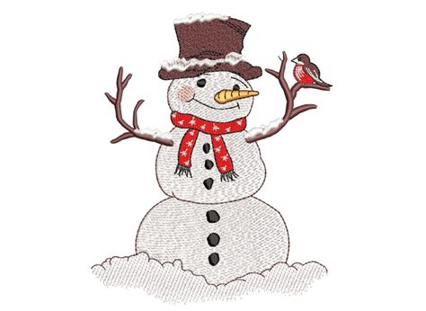 Snowman Embroidery Design Christmas Embroidery File 4 Sizes Etsy