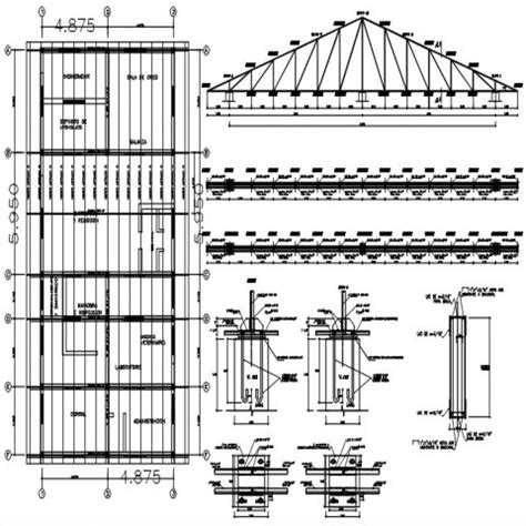 2d Elevation And Plan Detail Of Roof Truss Detail Layout Drawing In Dwg