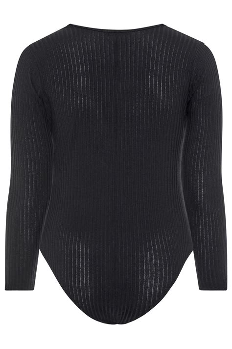 Limited Collection Black Square Neck Ribbed Bodysuit Yours Clothing