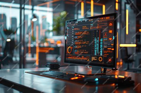 A Computer Screen Displaying Encrypted Data Transmission With A Closeup