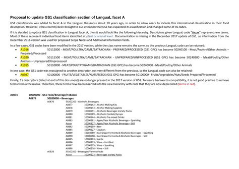 Pdf Proposal To Update Gs1 Classification Section Of Langual