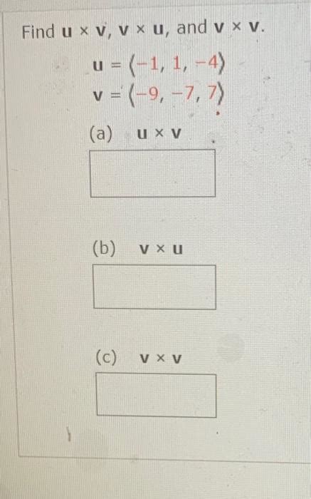 Solved Find Uv Vu And Vv U V A Uv Chegg Com