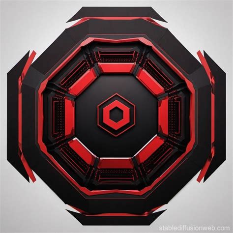 Octagon Tech Design In Red And Black Stable Diffusion Online