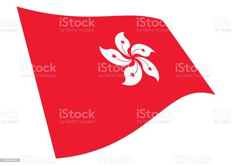 香港揮舞國旗 3d 插圖隔離在白色與剪報路徑向量圖形及更多中國圖片 中國 亞洲 具有特定質地 Istock