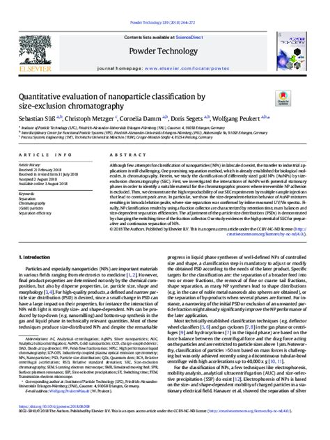 Pdf Quantitative Evaluation Of Nanoparticle Classification By Size Exclusion Chromatography
