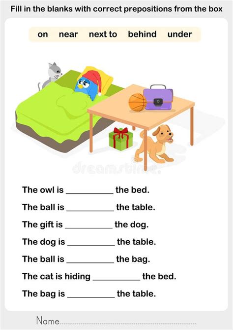 Fill In The Blanks With Correct Prepositions Stock Vector