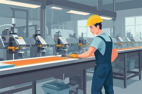 Flat Style Vector Assembly Line Worker Character Illustration Premium Ai Generated Image