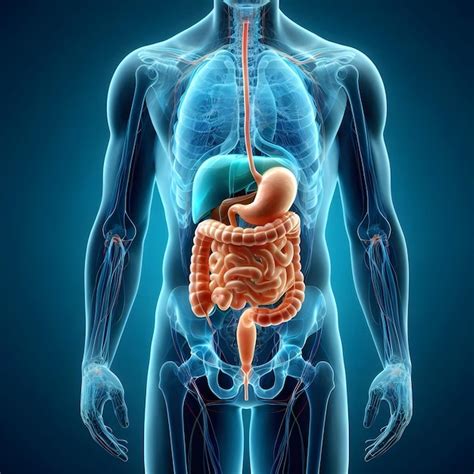 Premium Photo Human Digestive System Anatomy On Blue Color Background