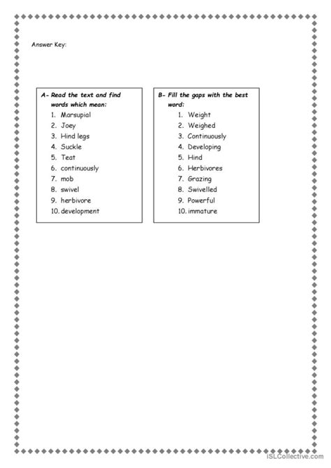 Kangaroos English ESL Worksheets Pdf Doc