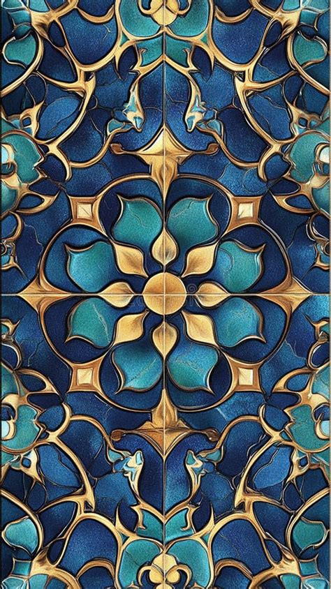 Repeating Moroccan Tile Motif With Intricate Geometric Patterns Stock