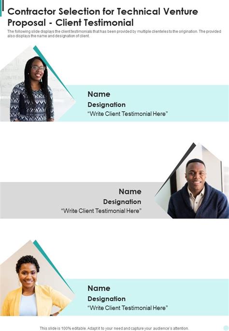 Contractor Selection For Technical Venture Proposal Client Testimonial One