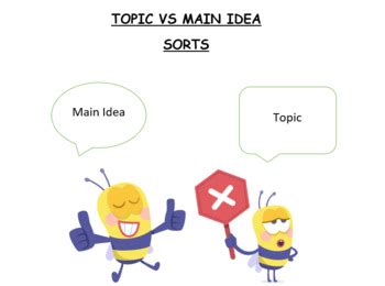 Topic Vs Main Idea Sorts By Snoozin Teach TPT