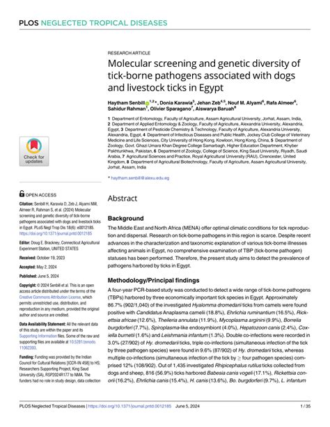 Pdf Molecular Screening And Genetic Diversity Of Tick Borne Pathogens