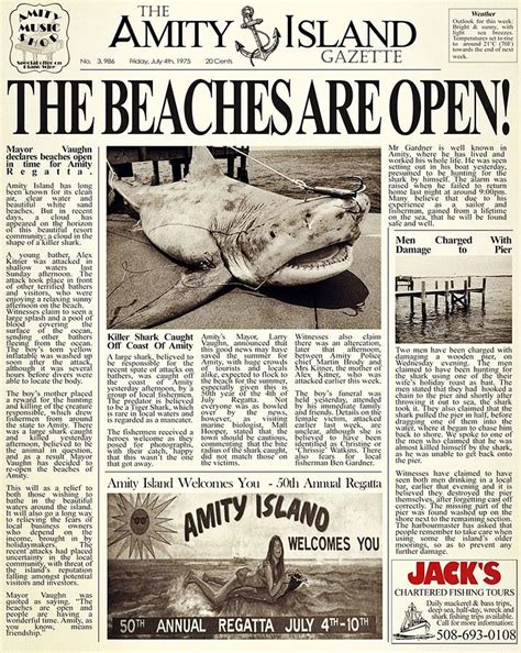 Jaws Newspaper Front Page Digital Art By Leonard Pabin
