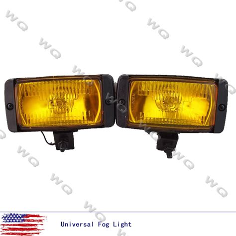 Universal 12v Front Quartz Yellow Lens Halogen Fog Lights Lamp Car Van