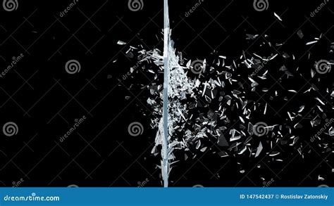 Abstract Broken Glass Into Pieces Wall Of Glass Shatters Into Small