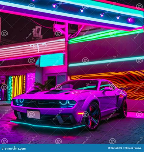 Universal Sports Car Of Pink Color In The Dark Supersport Car Parked