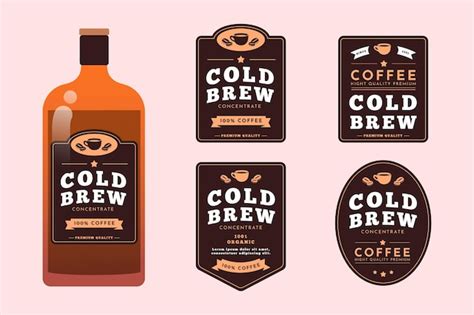 Free Vector Cold Brew Coffee Labels Design