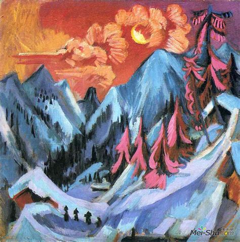 月光下的冬季风景恩斯特路德维希克尔希纳 Ernst Ludwig Kirchner 高清作品欣赏 恩斯特路德维希克尔希纳作品 恩斯