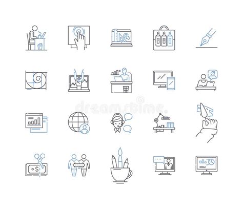 Service Workflow Line Icons Collection Streamline Automation Integration Efficiency