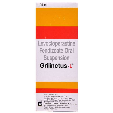 Grilintus L Syrup Levocloperastine Relief For Cough