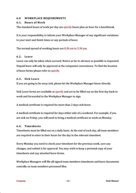 Front Desk Procedures Manual Template