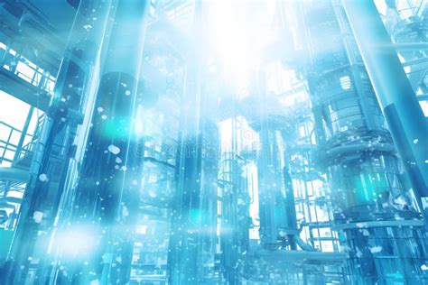 Abstract Industrial Background In Blue Color Neural Network Ai