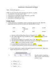 Measurements In The Laboratory Report Docx Introduction To Measurement Lab Report Name