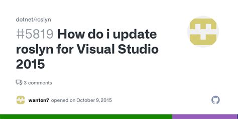 How Do I Update Roslyn For Visual Studio Issue Dotnet Roslyn GitHub