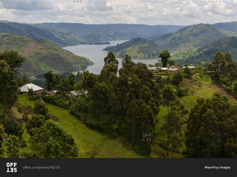 Overlooking Lake Bunyonyi Southwest Uganda Africa Overlooking Lake Bunyonyi South Western
