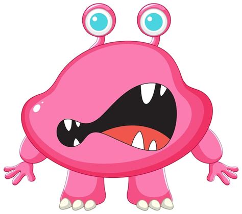 Speels Buitenaards Monster Stripfiguur Met Grote Ogen Gratis Vector
