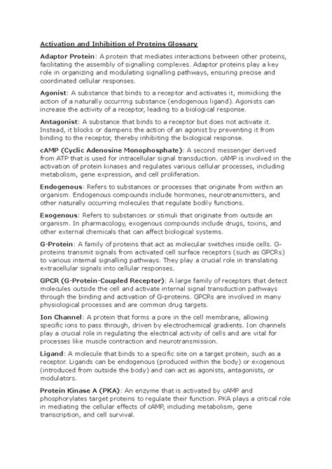 Activation And Inhibition Of Proteins Adaptor Proteins Play A Key