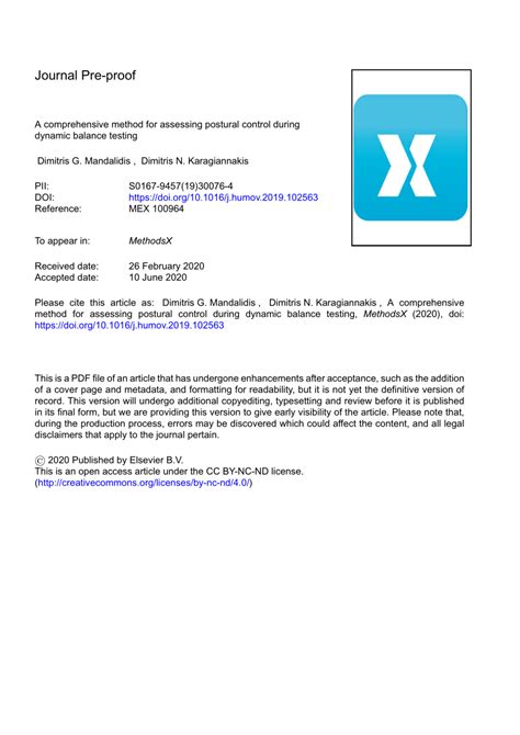 Pdf A Comprehensive Method For Assessing Postural Control During
