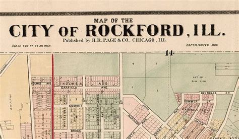 Old Map Of Rockford Illinois 1886 Vintage Poster Wall Art Etsy