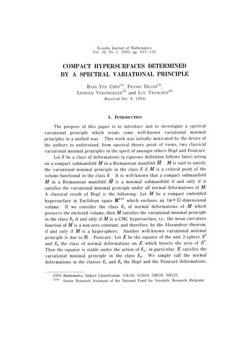 Pdf Compact Hypersurfaces Determined By A Spectral Variational Principle