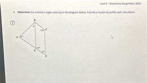Solved Determine The Unknown Angle Value X In The Chegg